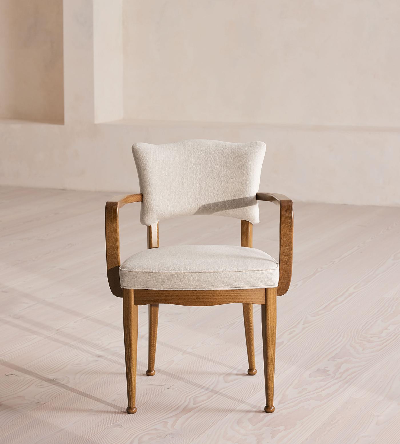 Charleston Dining Chair With Arms, Natural Linen, US