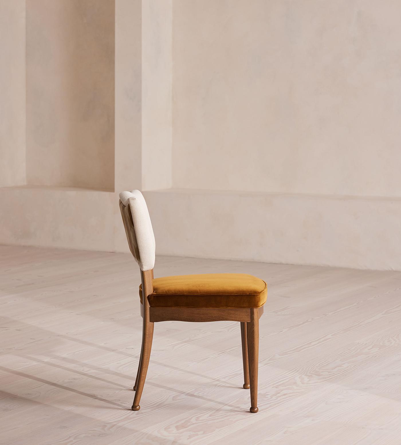 Pair of Armless Charleston Dining Chair, Velvet, Mustard, US