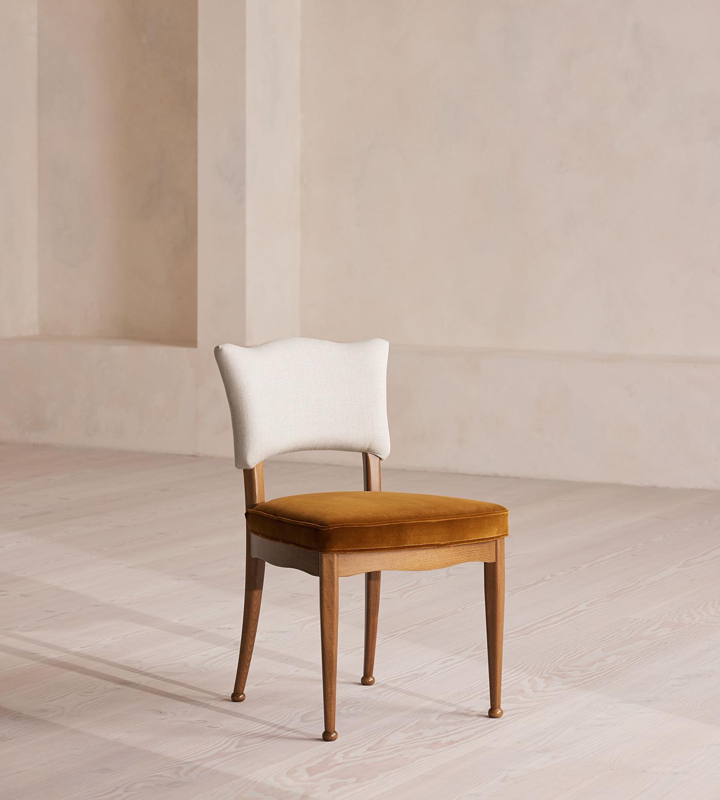 Pair of Armless Charleston Dining Chair, Velvet, Mustard, US - Soho Home