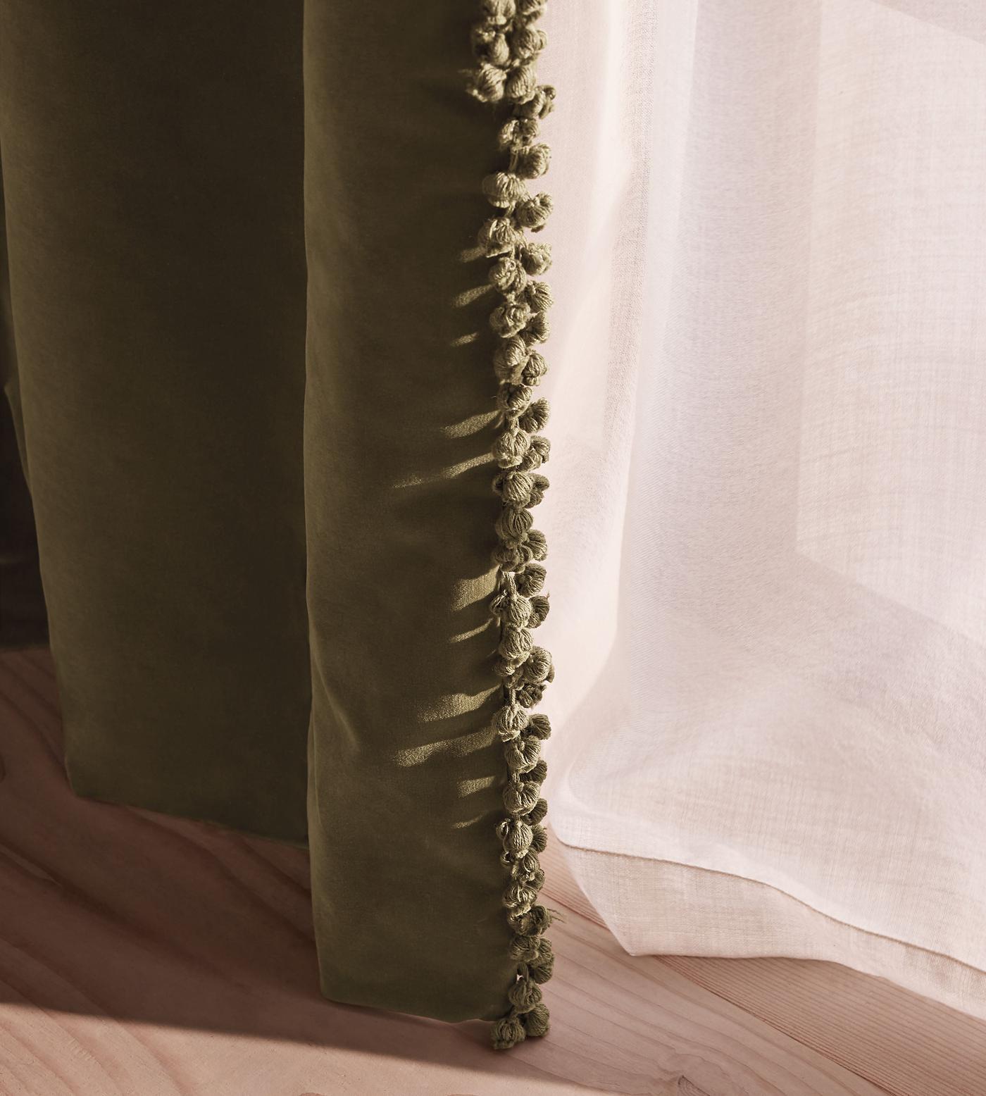Margeaux Velvet Curtains, Lichen, Width 263cm Length 274cm