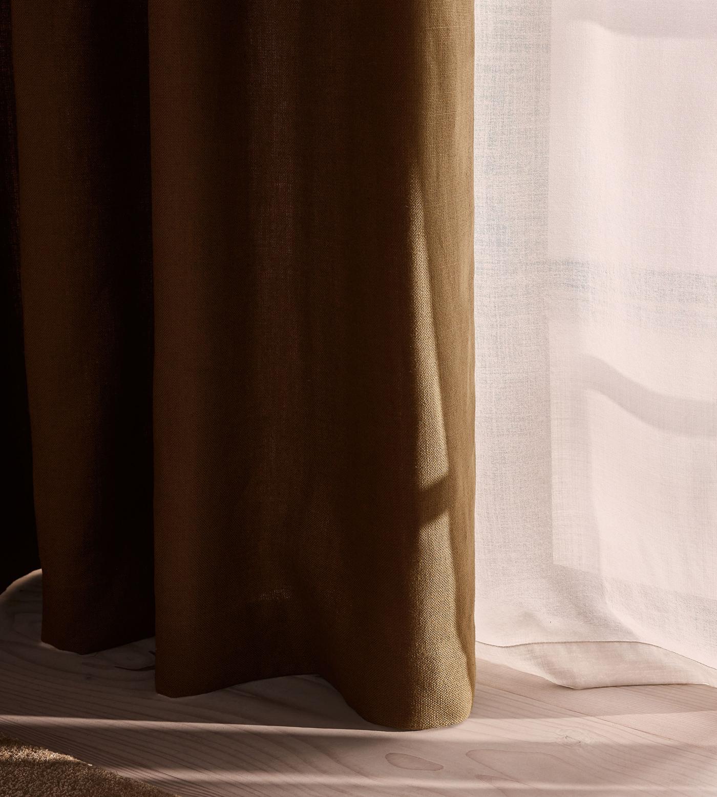 Vinnie Linen Curtains, Ochre, Width 193cm Length 228cm