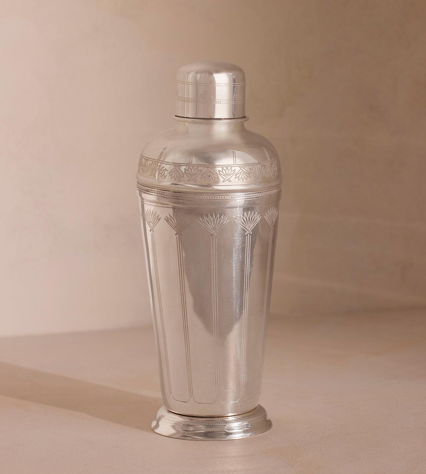Rochester Engraved Silver Cocktail Shaker