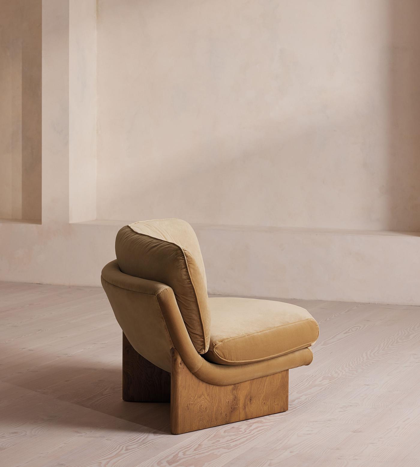 Tellis Corner Chair, Velvet, Camel, UK