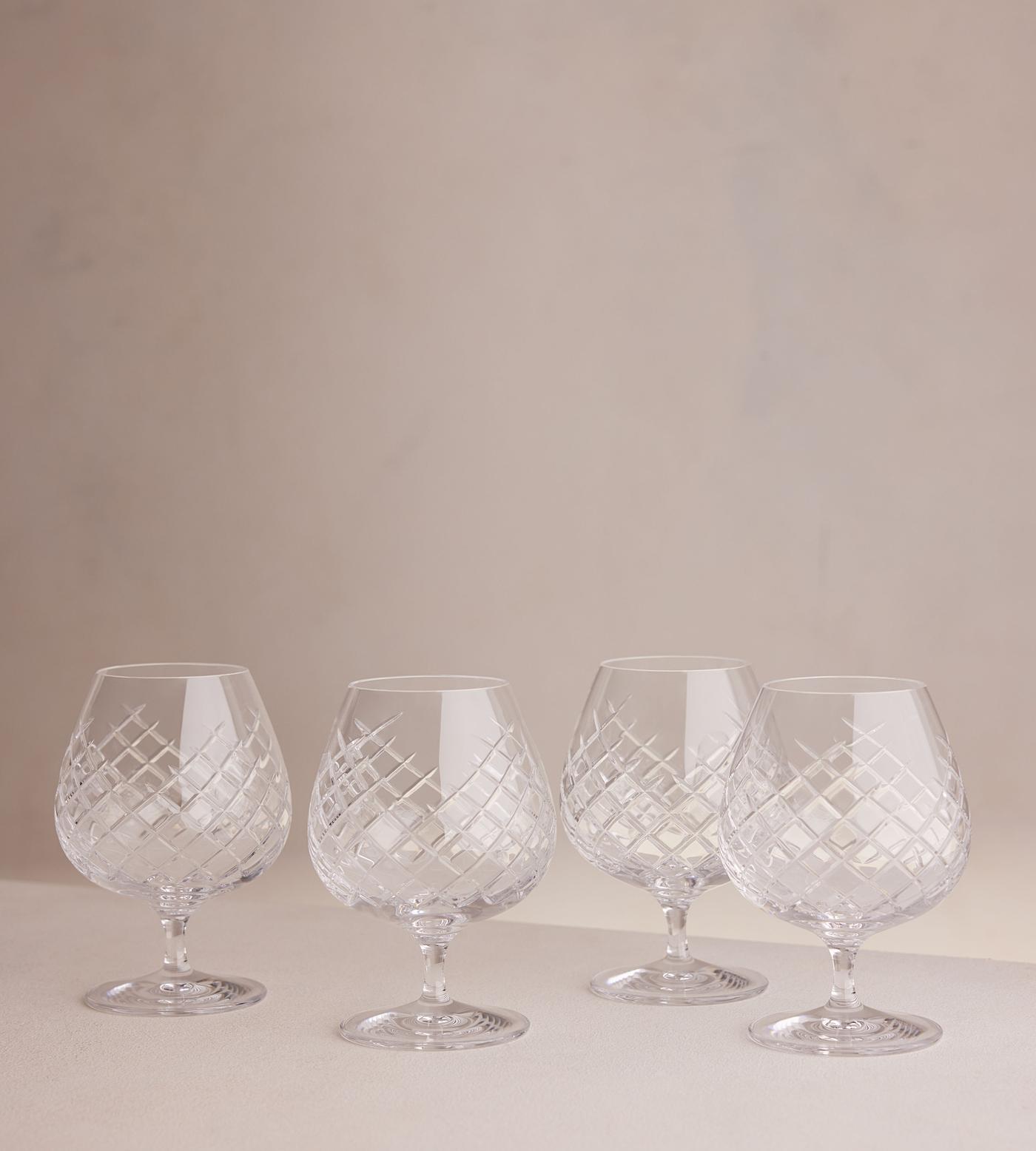 Barwell Cut Crystal Brandy Glass, Set of Four