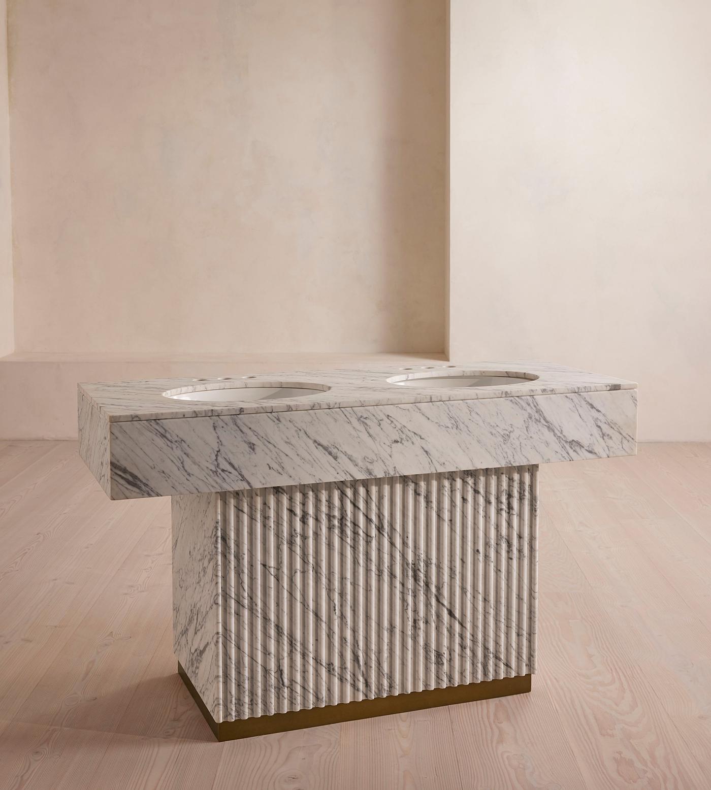 Stellios Double Vanity, Arabescato Marble