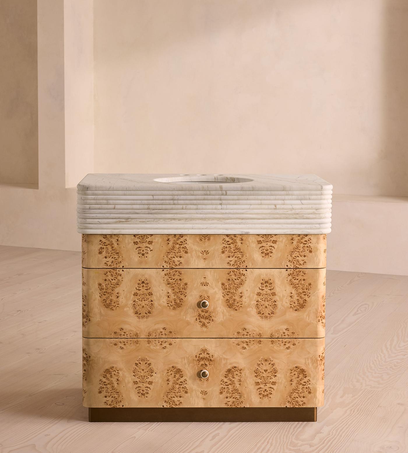 Garbo Single Vanity, Golden Dolomite Marble