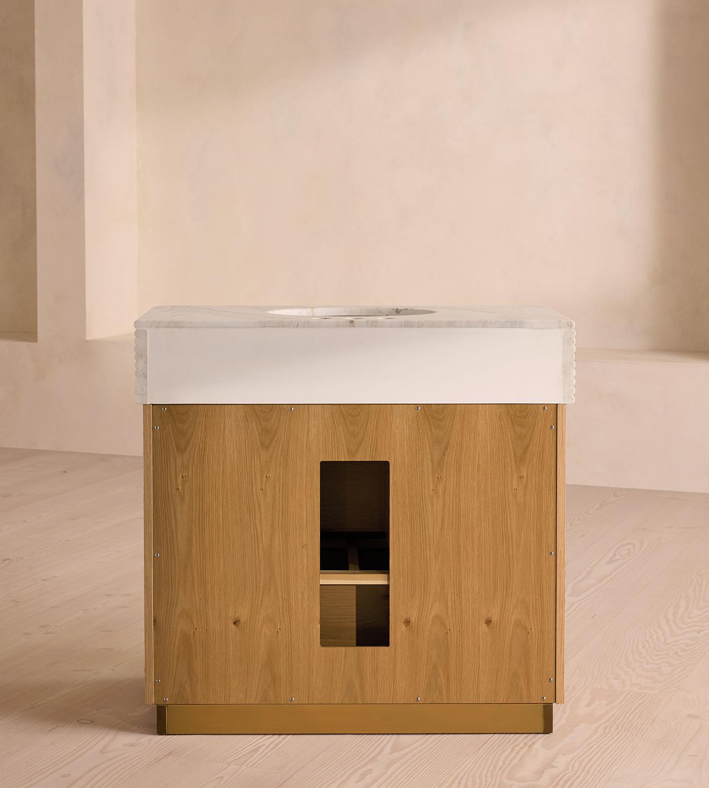 Garbo Single Vanity, Golden Dolomite Marble