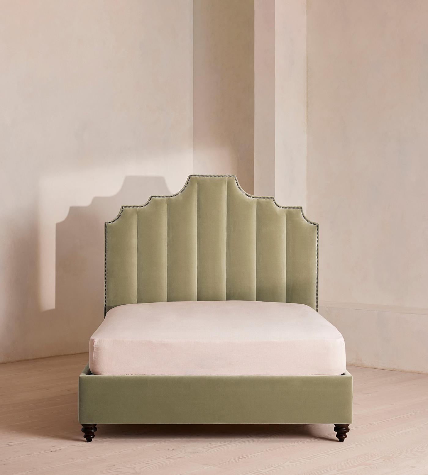 Gerrard Bed, Queen, Velvet, Lichen, US