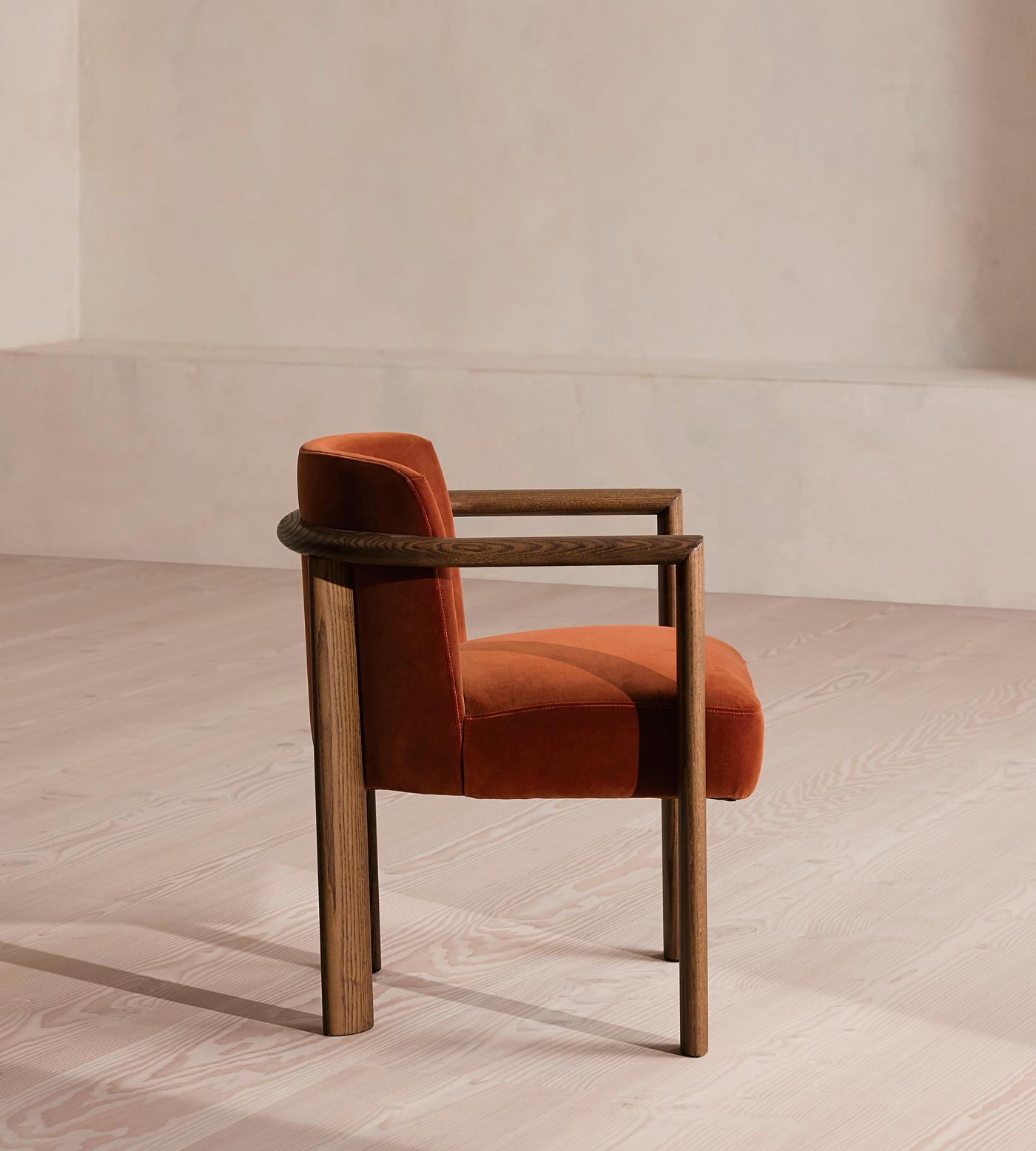 Aria Dining Chair, Velvet, Rust