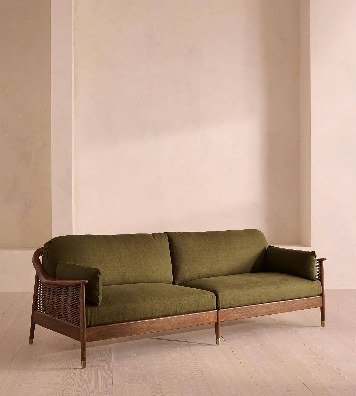 Atlanta Four Seater Sofa, Linen, Olive