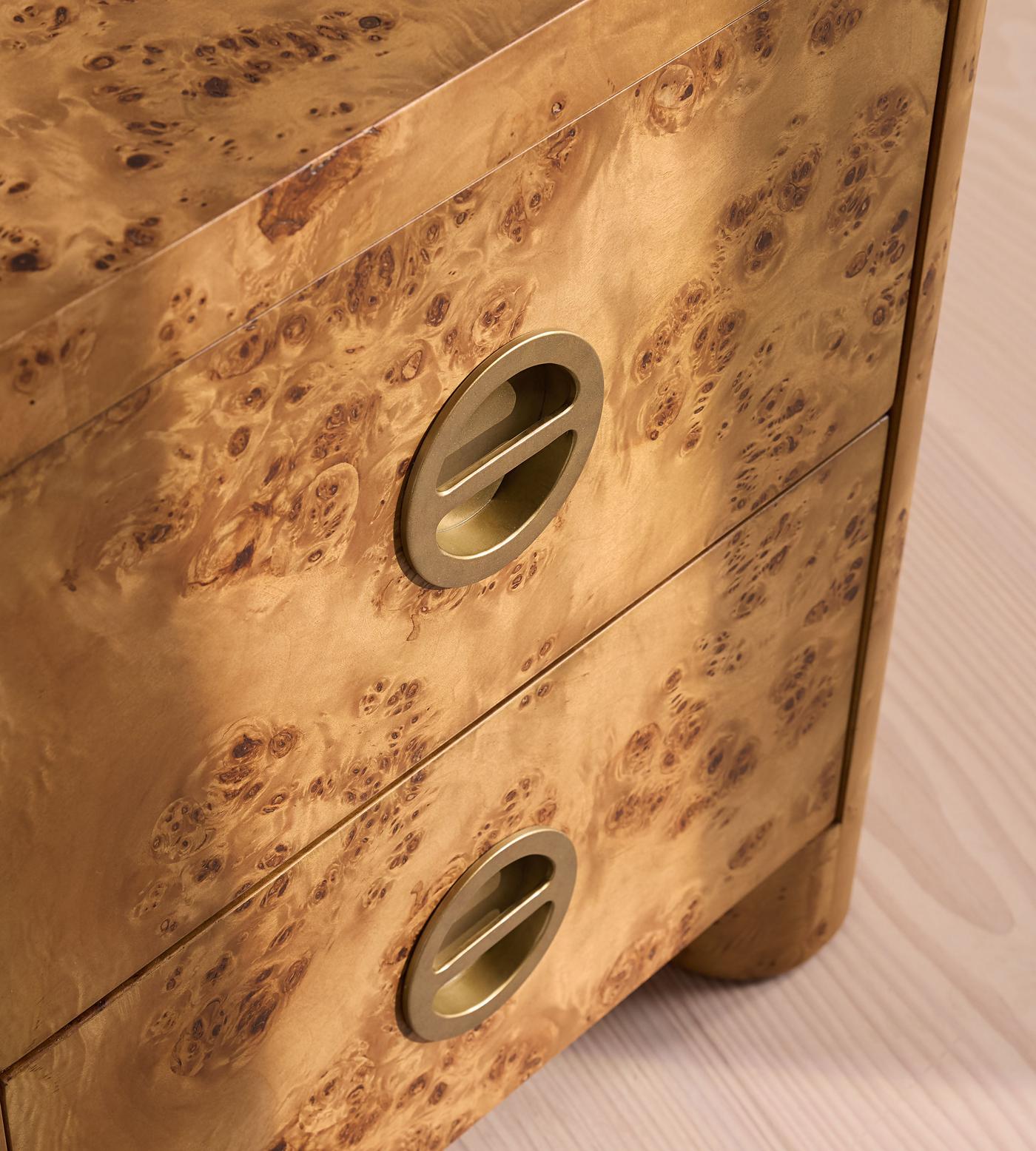 Warwick Bedside Table, Mappa Burl
