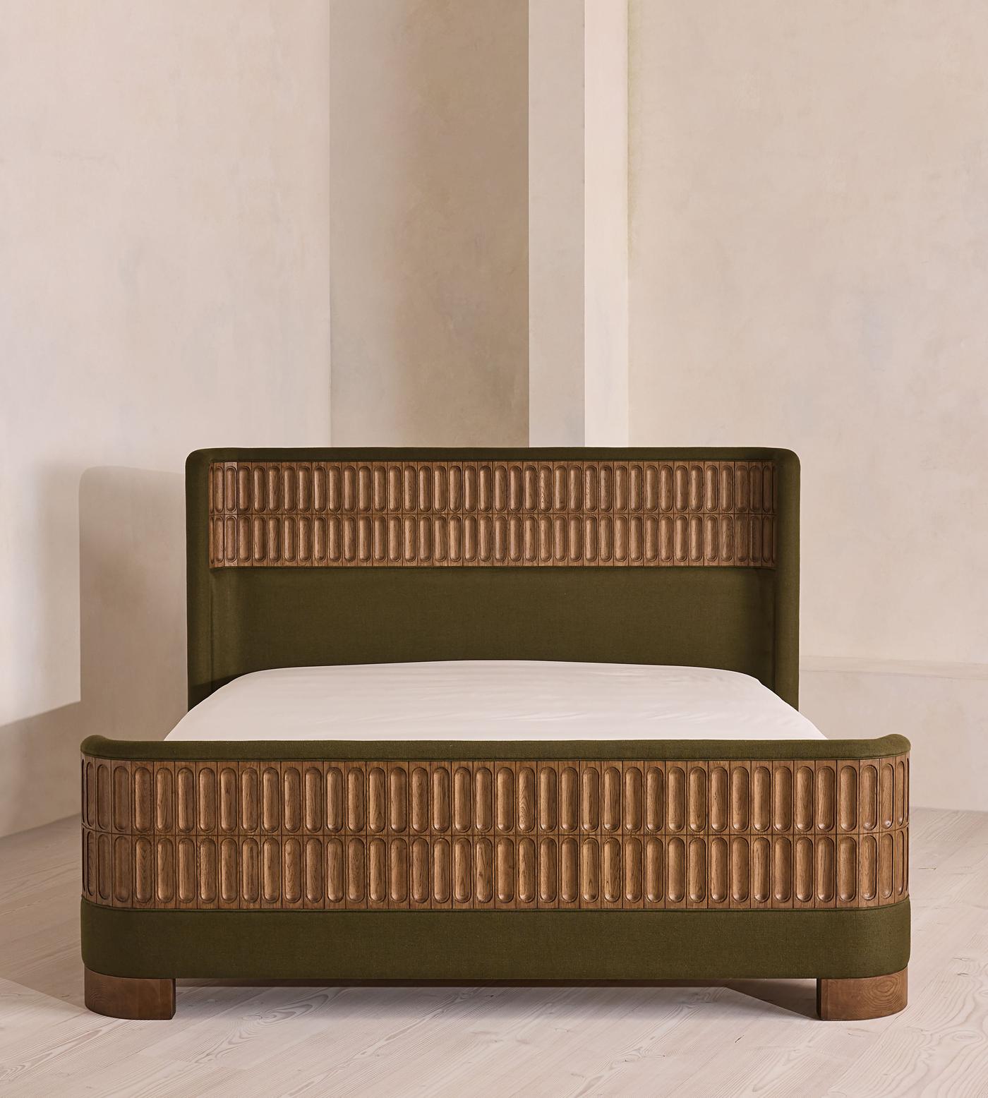 Devon Bed, King, Linen, Olive