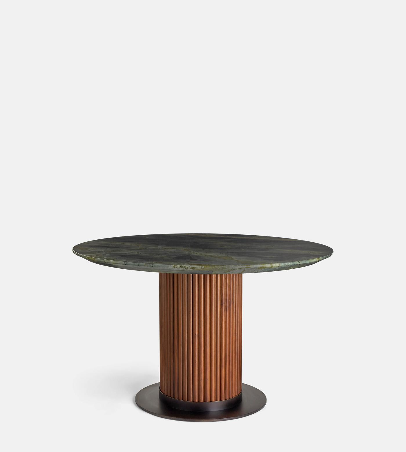 Murcell Oval Dining Table, Brazilian Green Marble, Diffused
