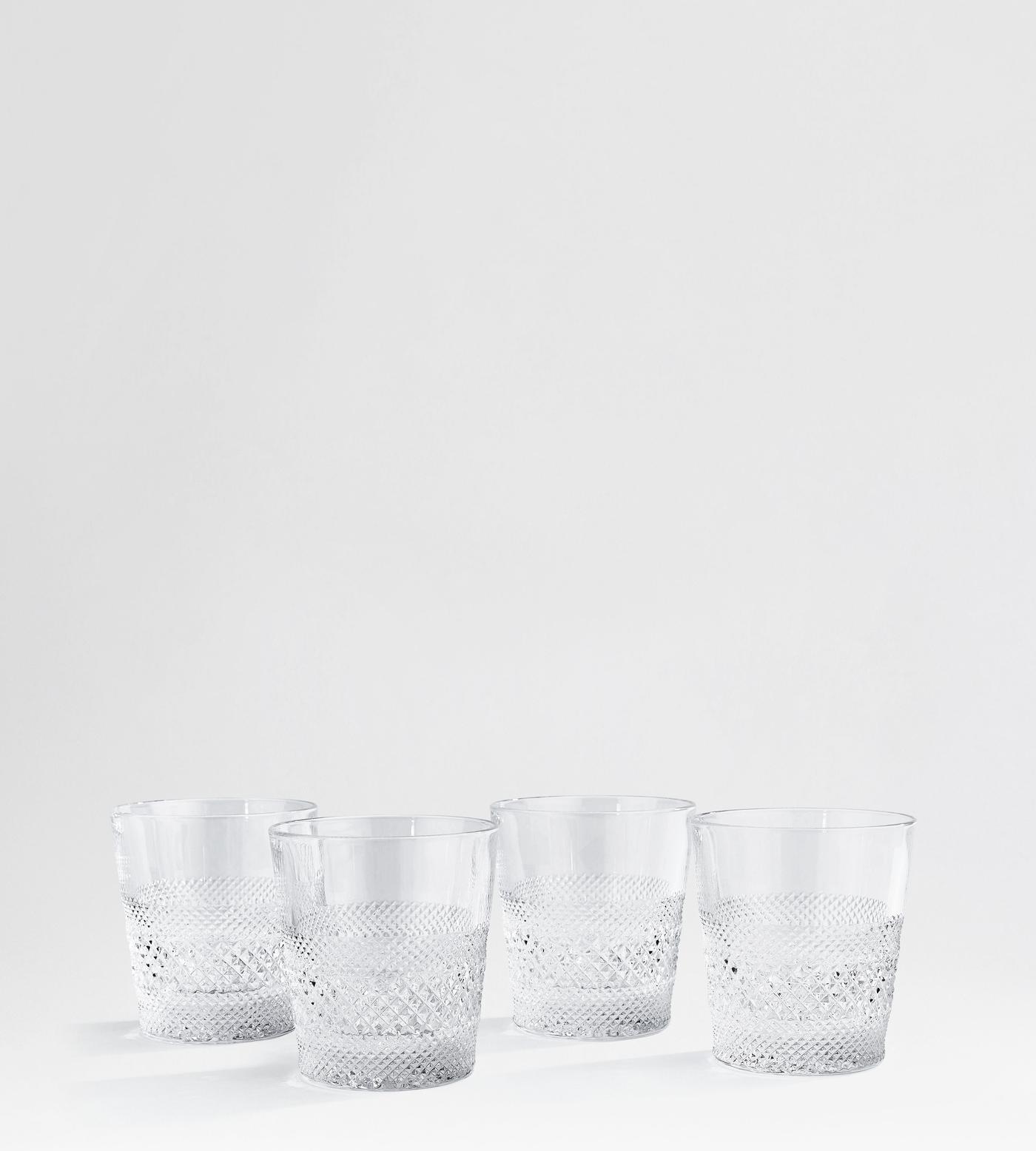 Huxley Cut Crystal Rocks Glass, Set of Four