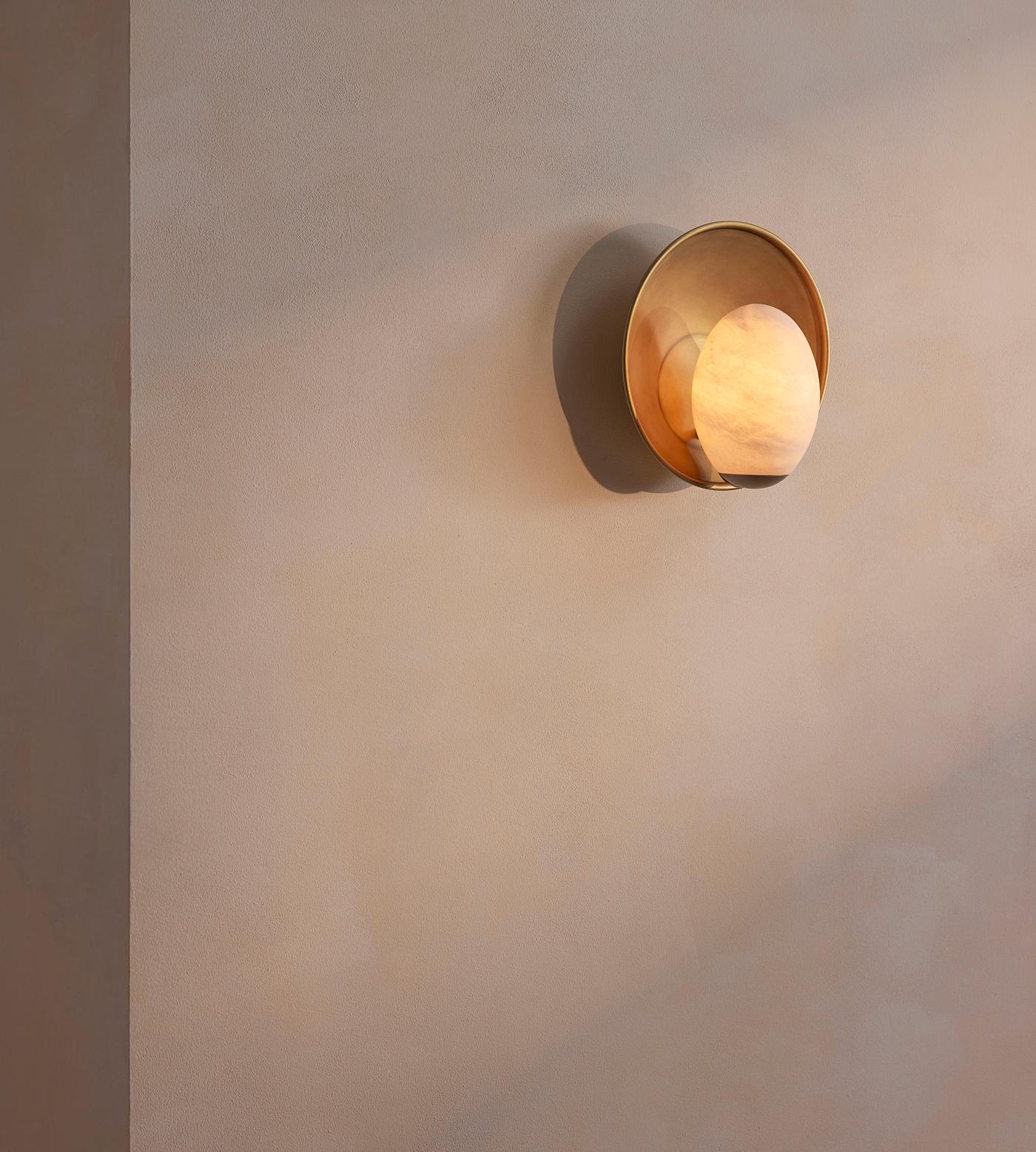Avena Wall Light, Alabaster Globe