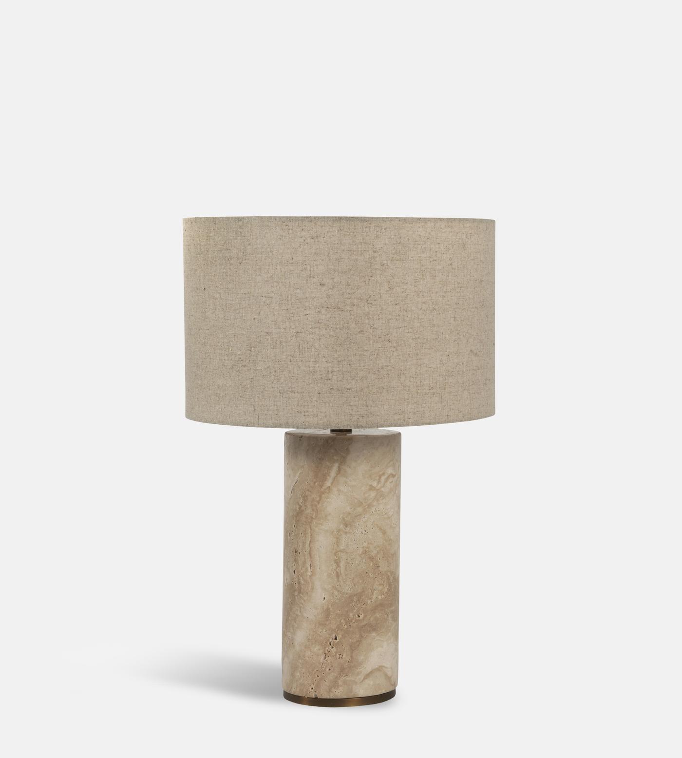 Remi Stone Table Lamp, Cream
