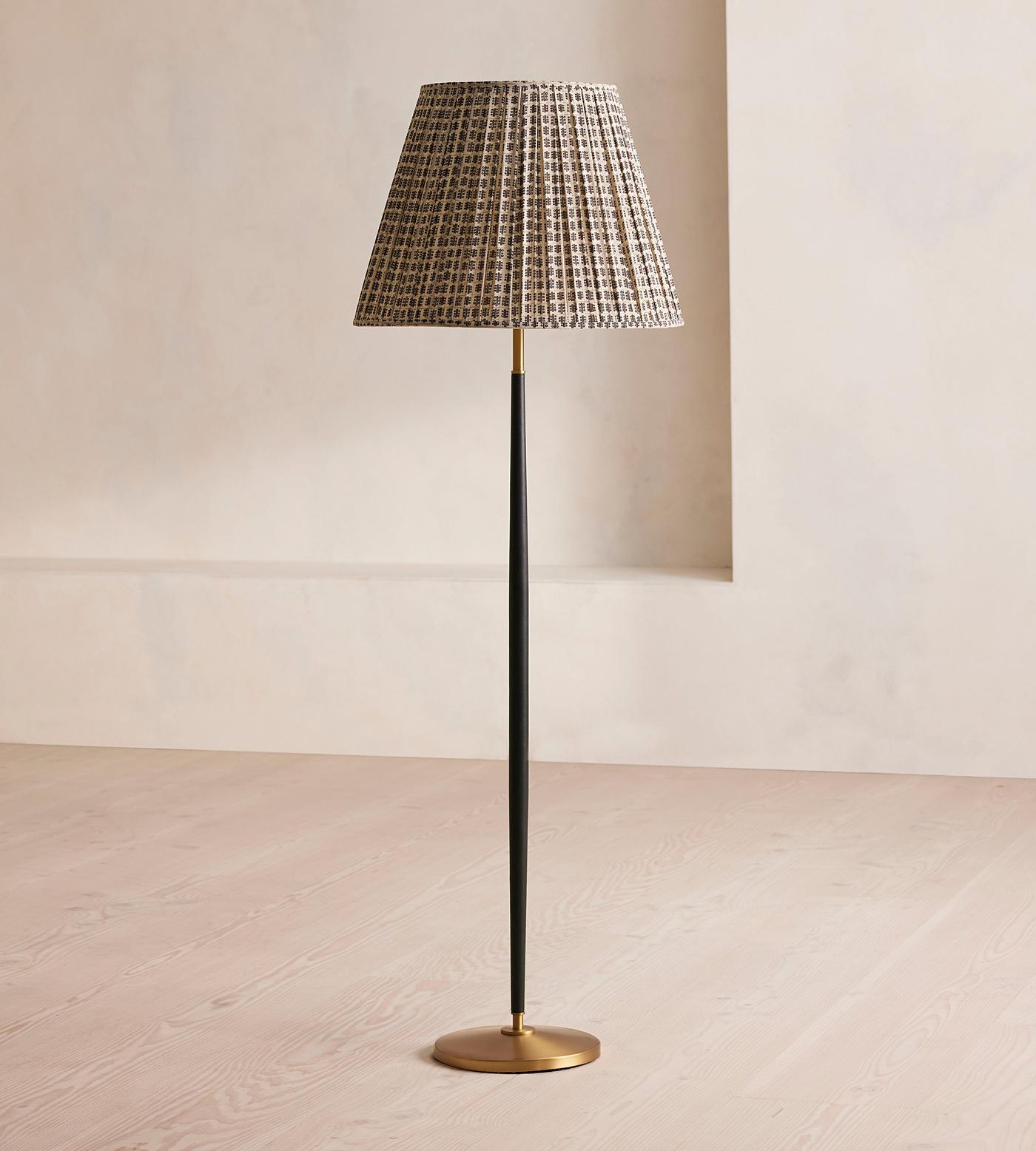 Beckett Leather Floor Lamp, Patterned Shade