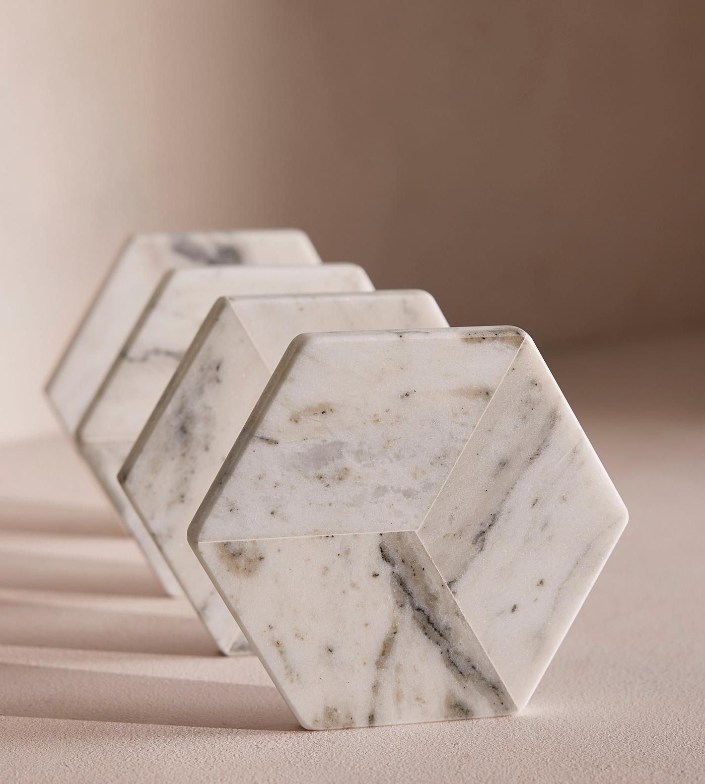 Clyde Marble Coasters, White, Set of Four