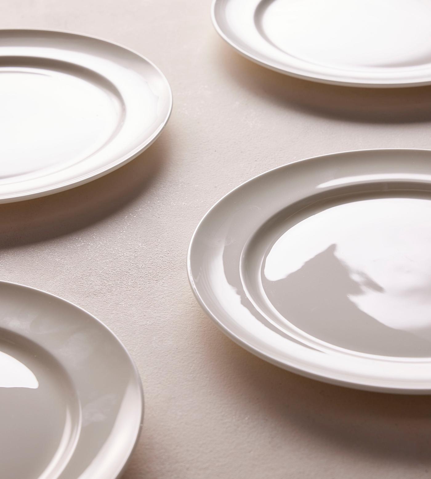 House Starter Plate, Bone China, White, Set of Four