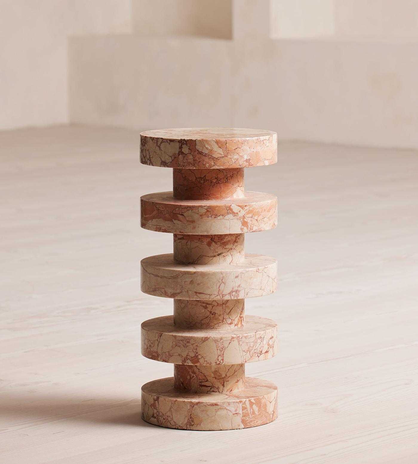 Nelson Side Table, Breccia Pernice Marble