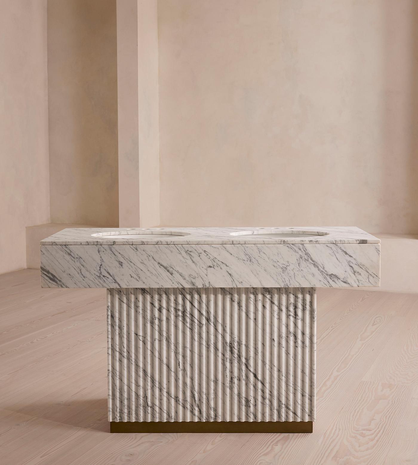 Stellios Double Vanity, Arabescato Marble