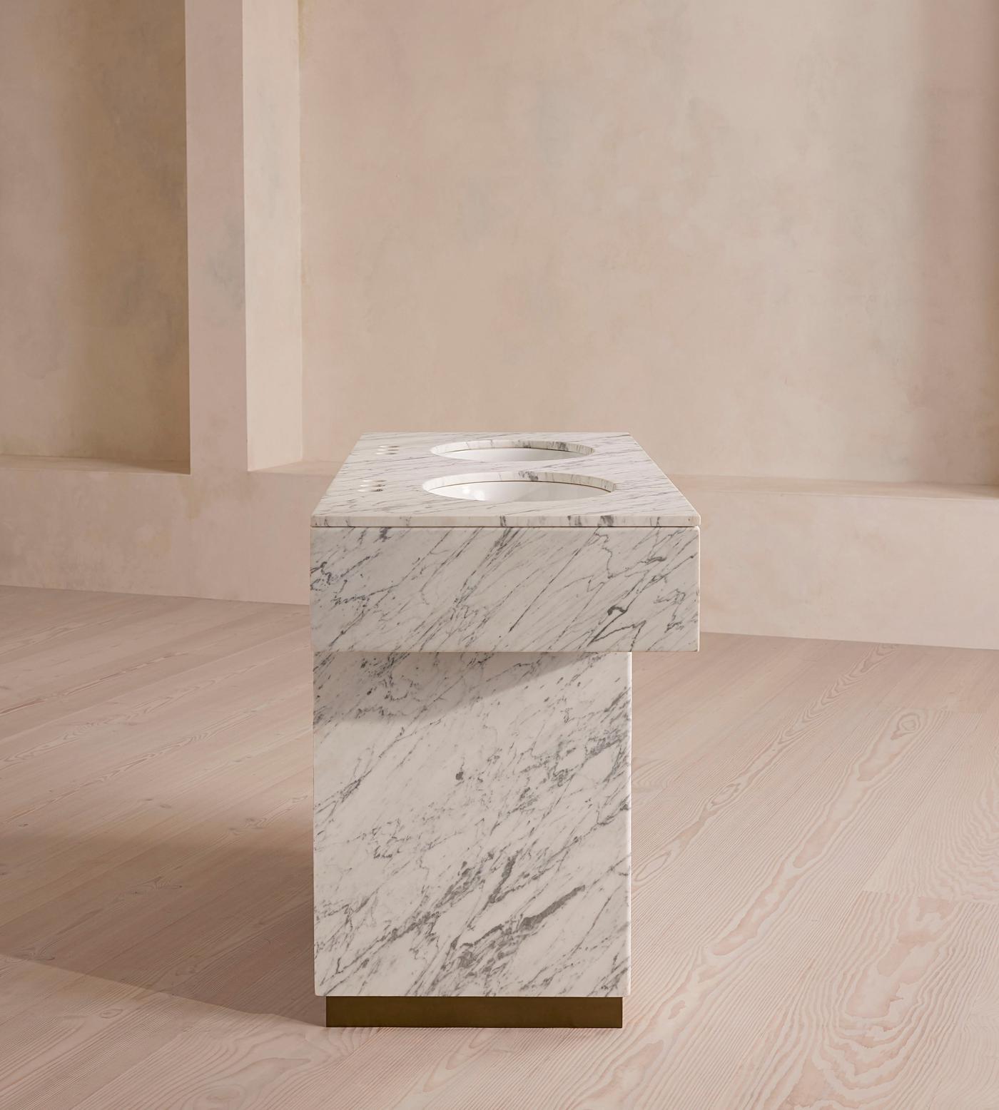 Stellios Double Vanity, Arabescato Marble