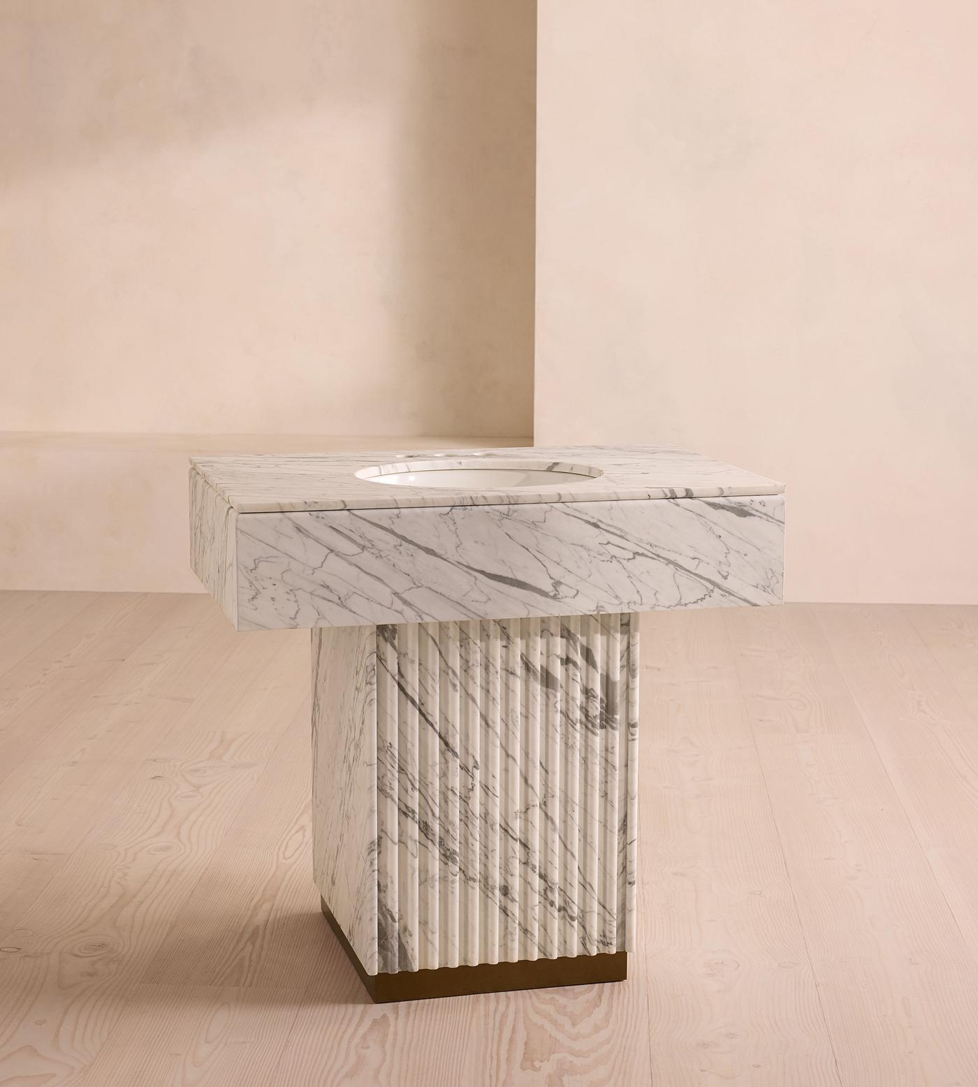 Stellios Single Vanity, Arabescato Marble