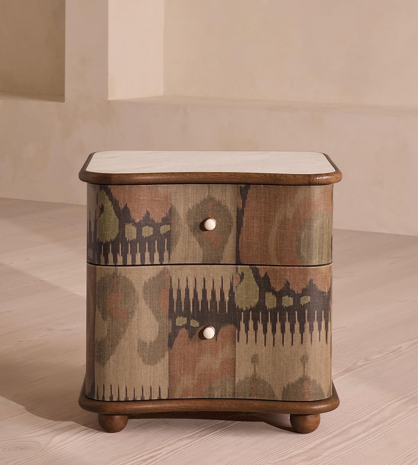 Benedetta Bedside Table, Carrara Marble