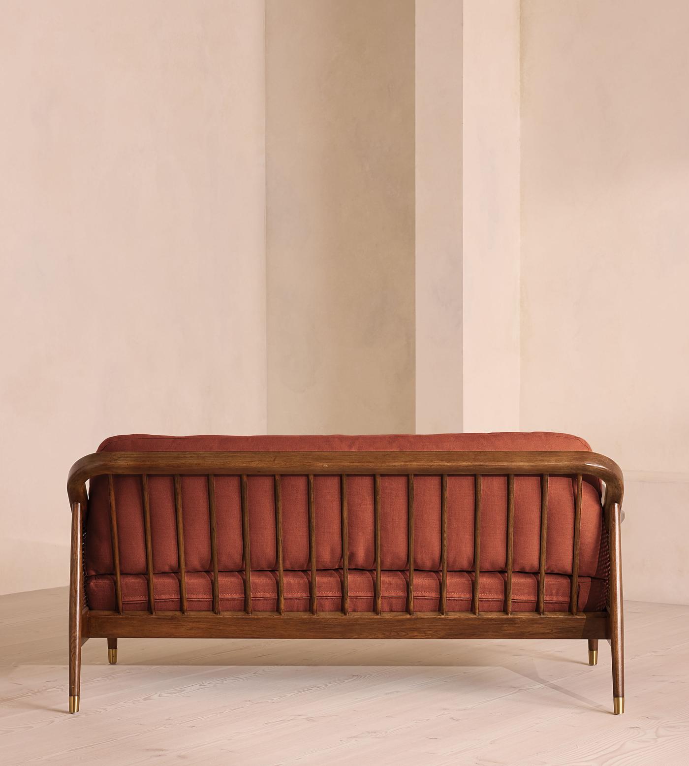 Atlanta Three Seater Sofa, Linen, Sienna, US