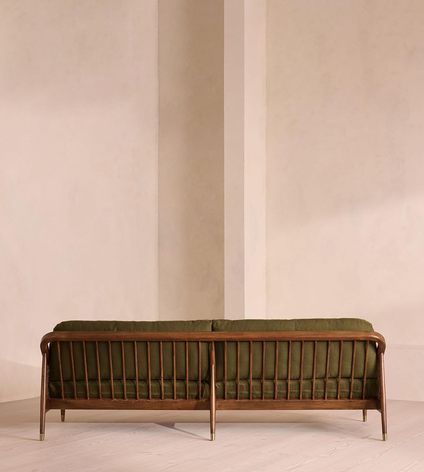 Atlanta Four Seater Sofa, Linen, Olive, US