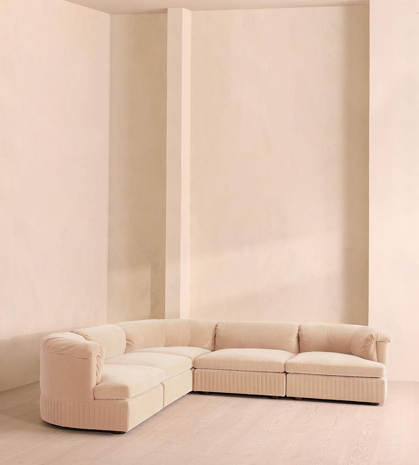 Oona Modular Sofa, Corner Sofa, Velvet Porcelain UK