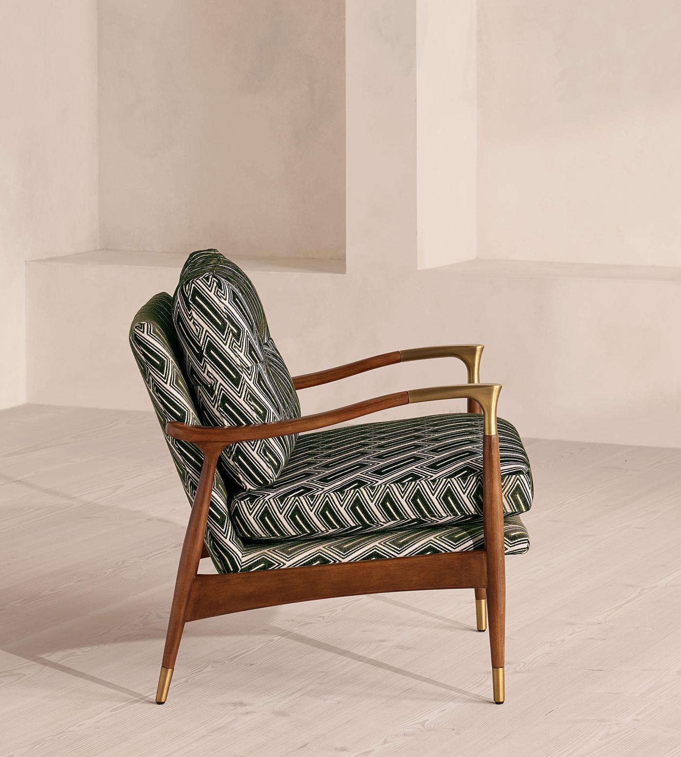 Theodore Armchair, Vende Jacquard, Olive, US
