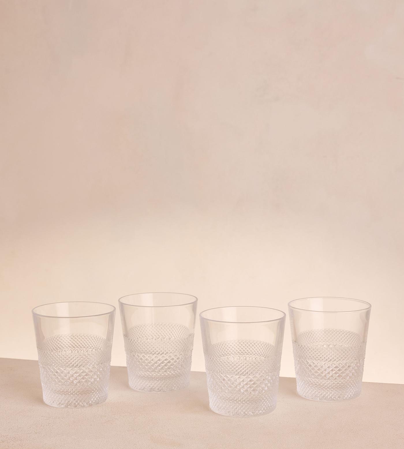 Huxley Cut Crystal Rocks Glass, Set of Four