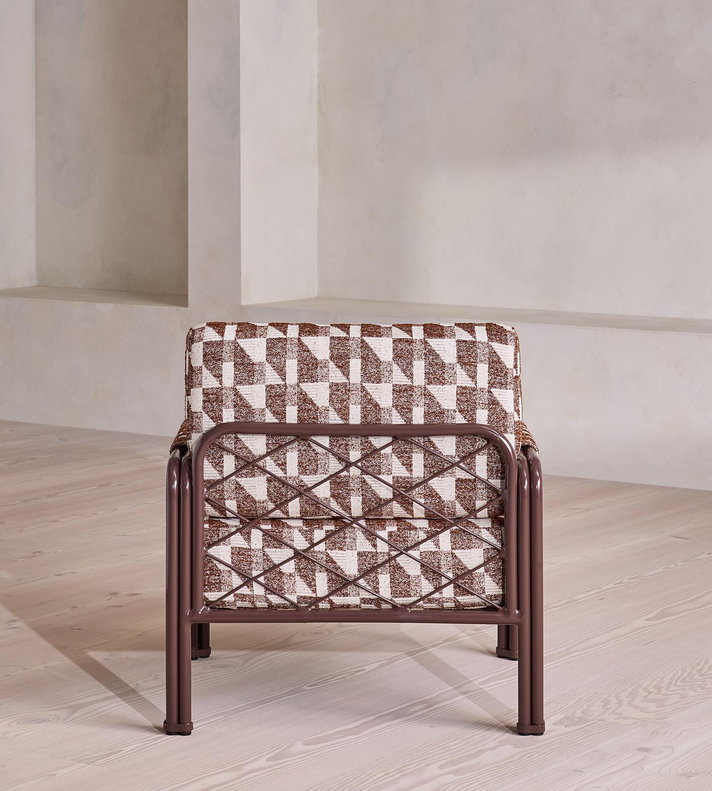 Elias Outdoor Armchair, Geometric, Maroon, UK