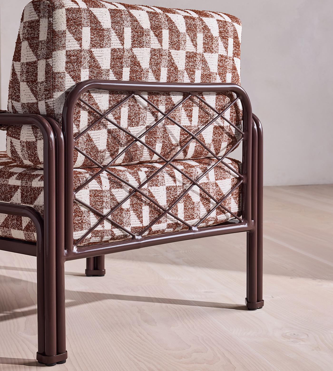 Elias Outdoor Armchair, Geometric, Maroon, US