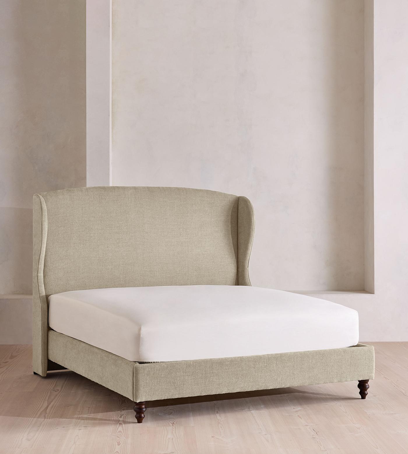 Rivas Bed, Double, Linen Chenille, Stone, UK