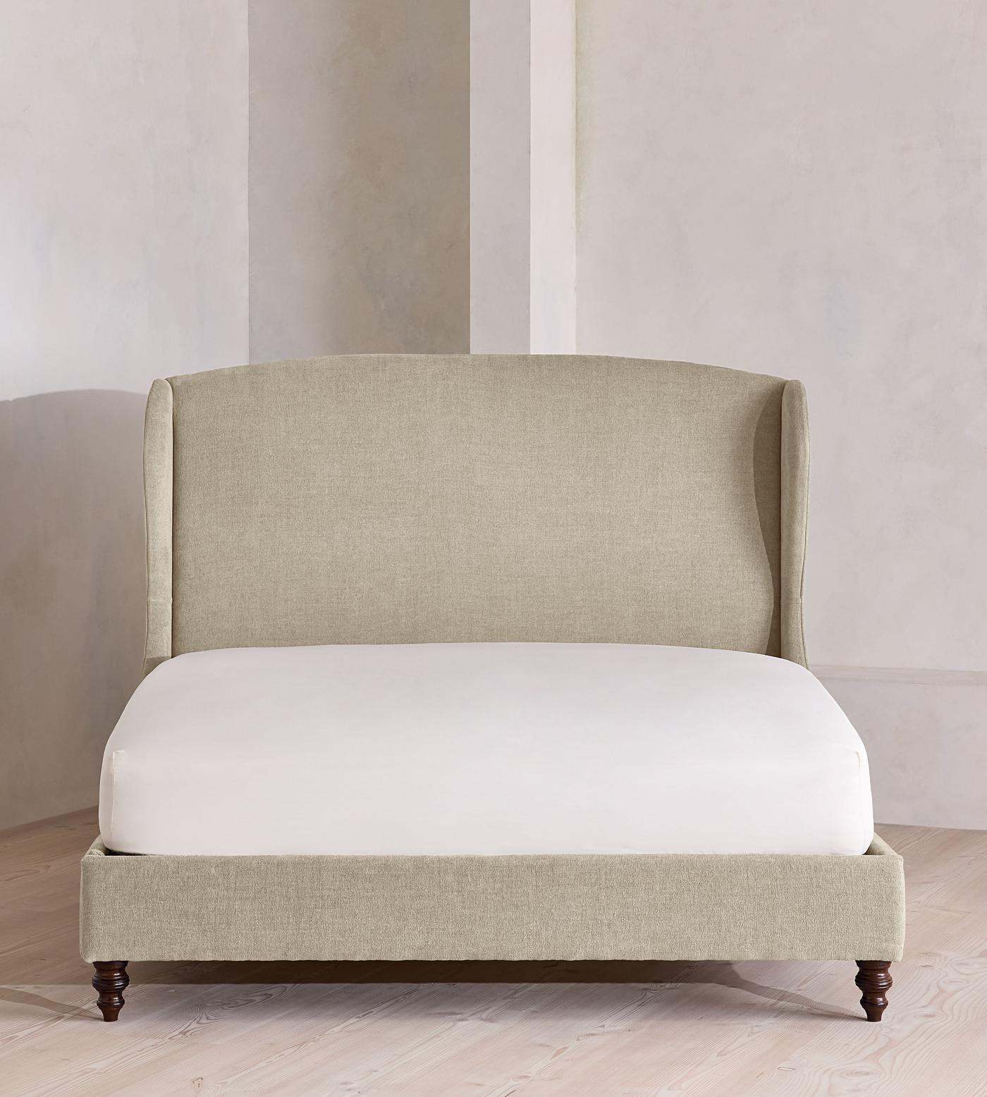 Rivas Bed, Double, Linen Chenille, Stone, UK