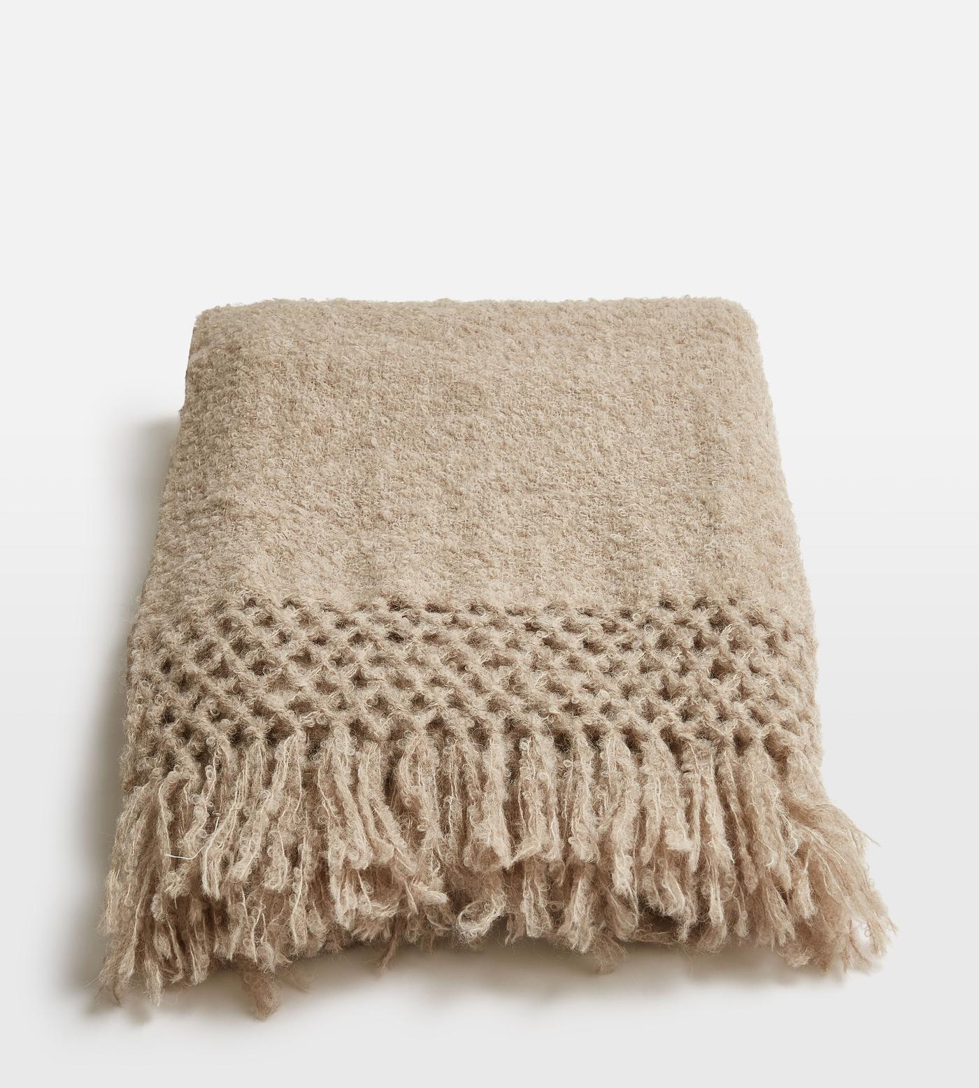 Aurora Alpaca Boucle Throw, Beige, US