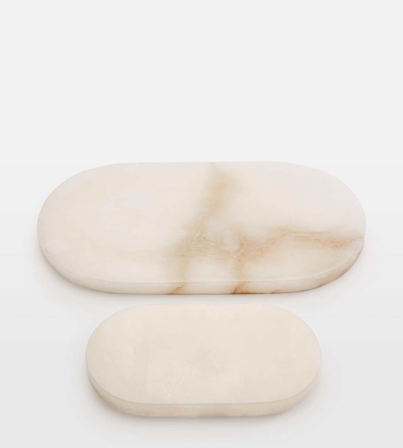 Emlyn Serving Board, Alabaster, Set of Two