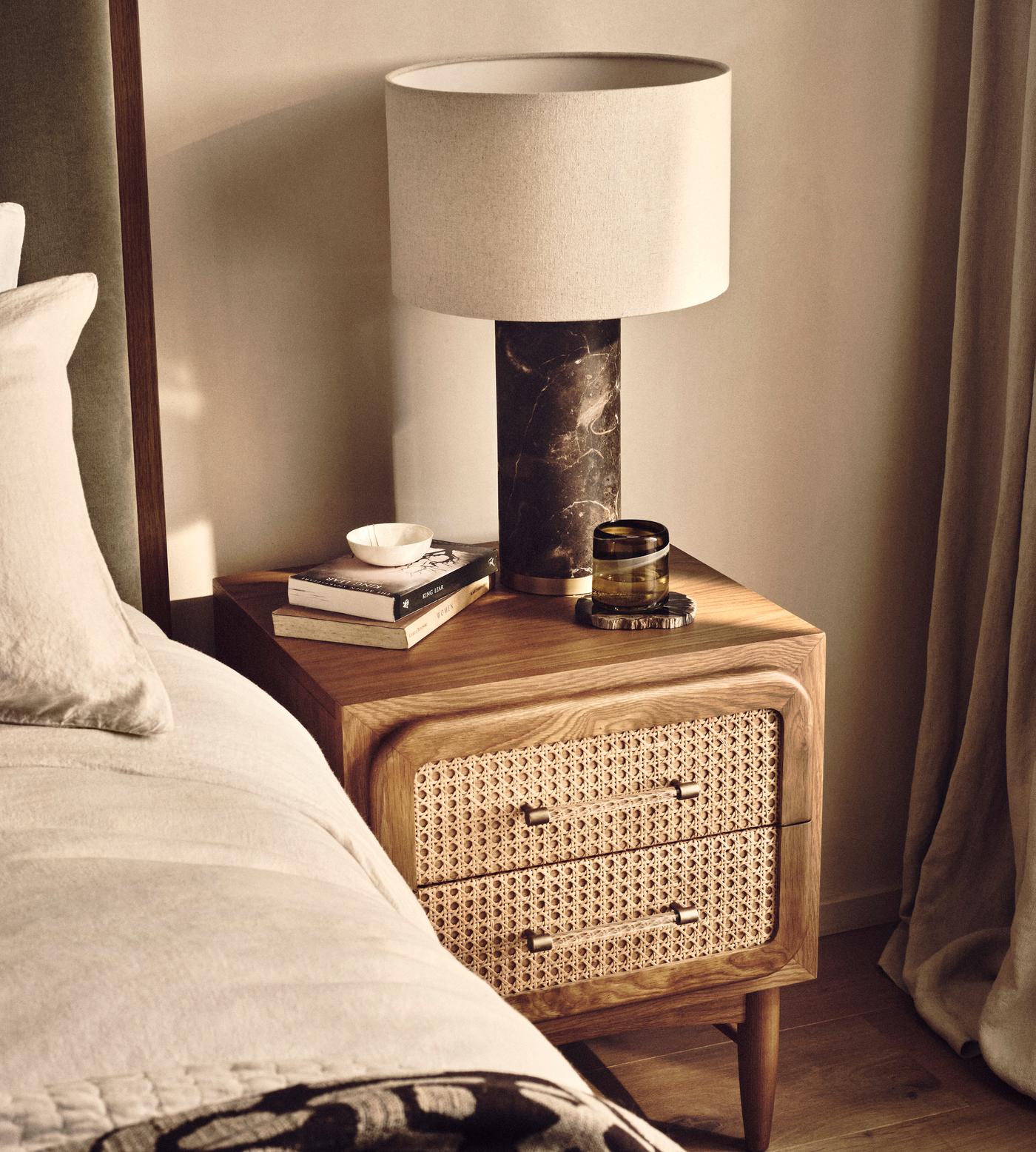 Oscar Cane & Oak Bedside Table