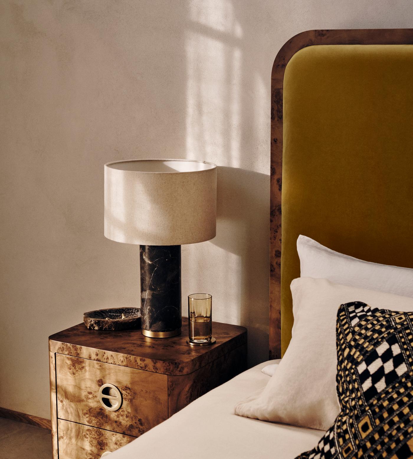 Remi Stone Table Lamp, Brown