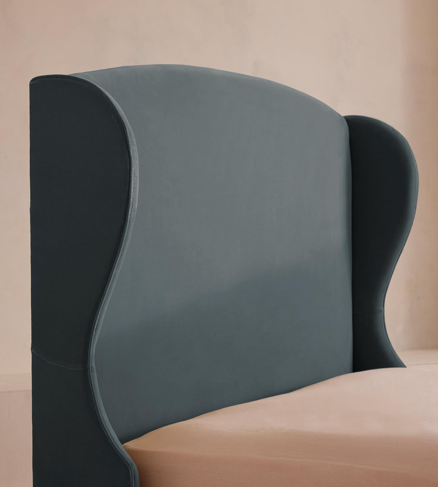 Rivas Bed, Full, Velvet, Grey Blue, US