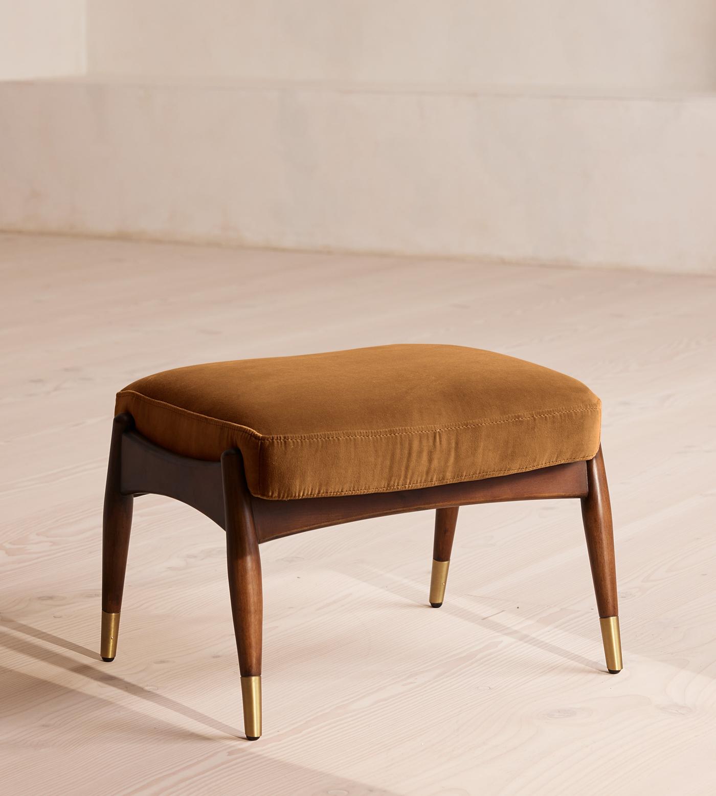 Theodore Footstool, Velvet, Mustard, US