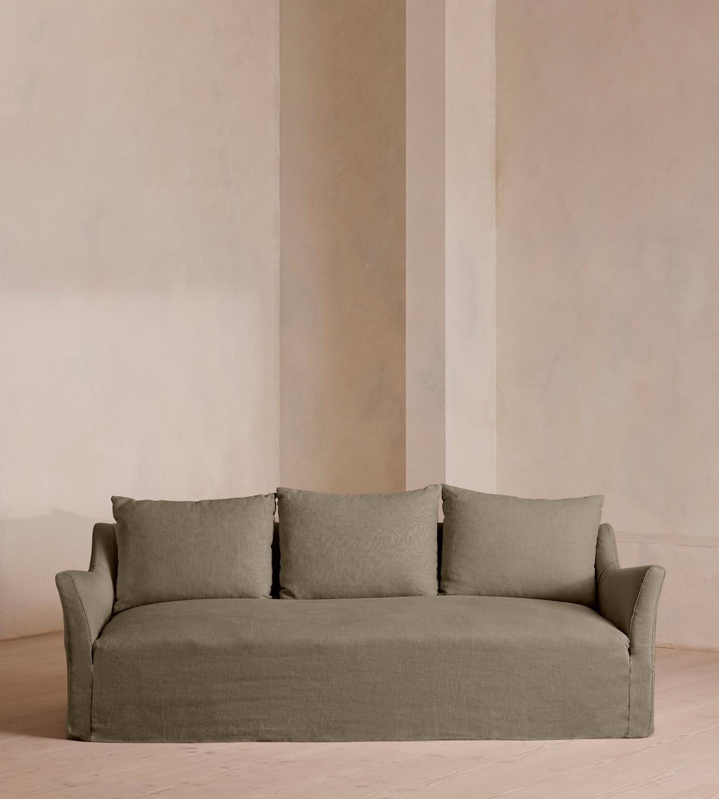 Roma Three Seater Sofa, Linen, Sage, US