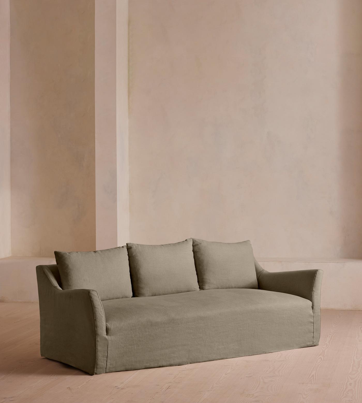 Roma Three Seater Sofa, Linen, Sage