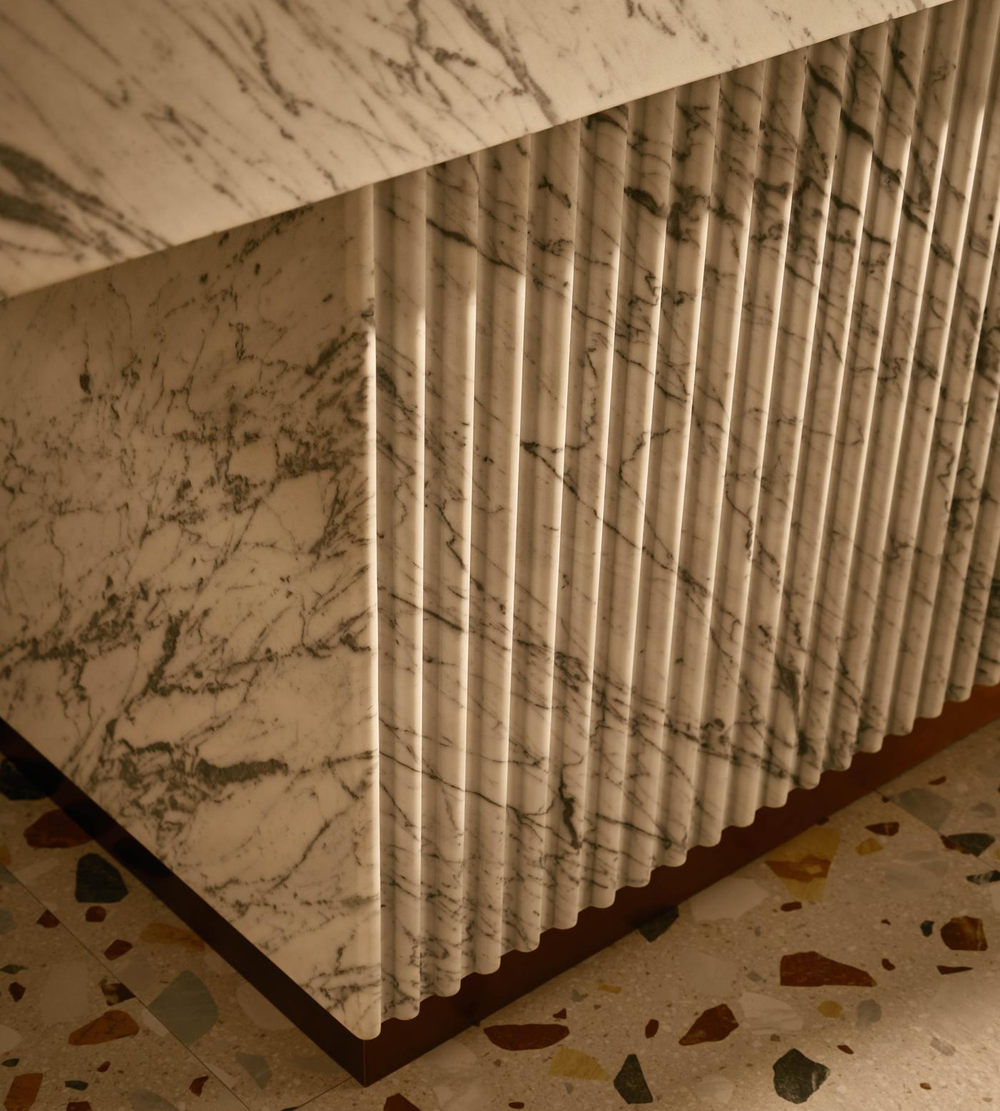 Stellios Double Vanity, Arabescato Marble