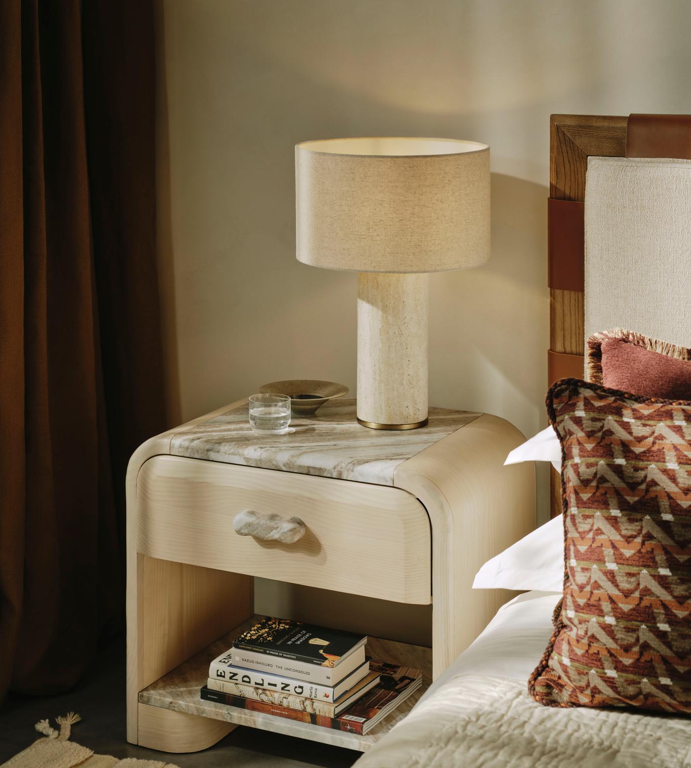 Adria Bedside Table, Terra Bianca Marble
