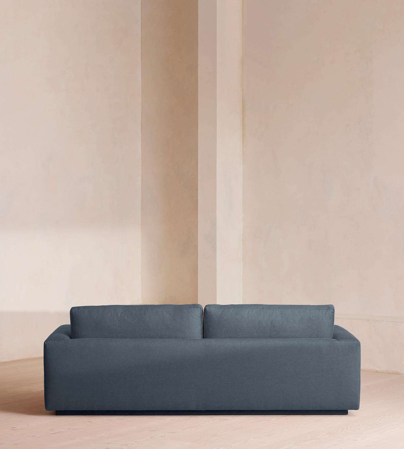 Mossley Three Seater Sofa, Linen, Prussian Blue