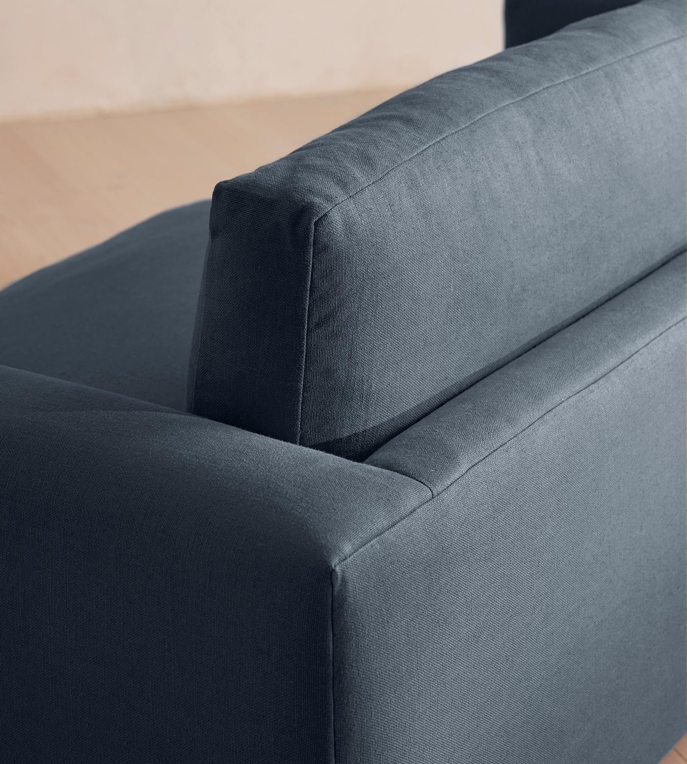 Mossley Three Seater Sofa, Linen, Prussian Blue