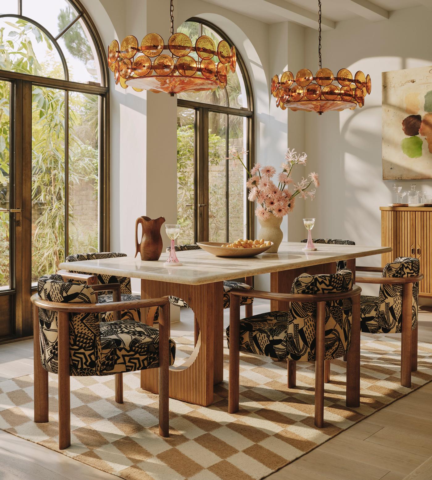 Elliot Dining Table, Travertine
